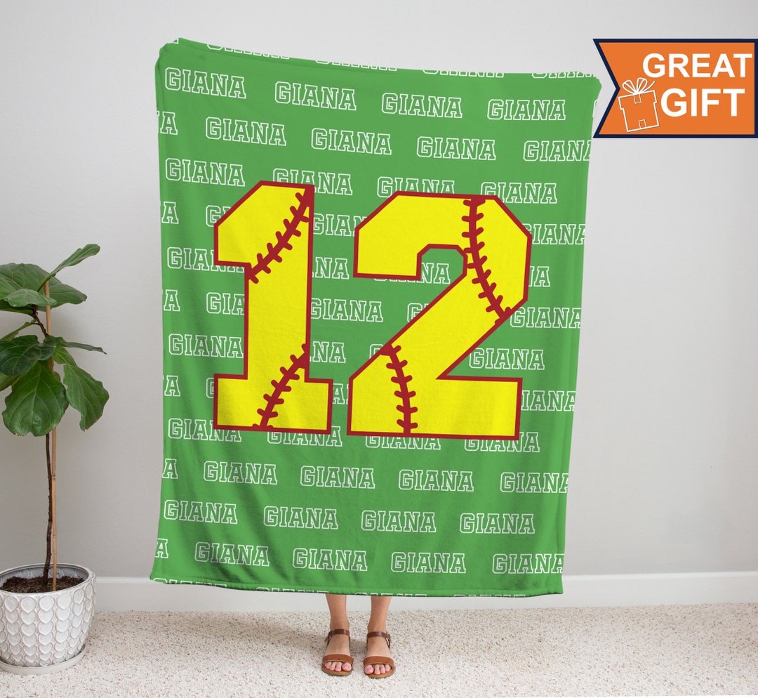 Personalized Softball Blanket With Your Name, Sports Gift, Softball ...