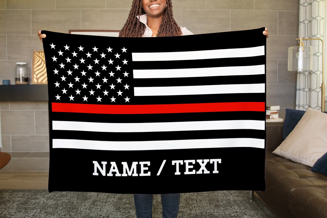 Personalized Firefighter Blanket, Red Thin Line Blanket, Gift for ...
