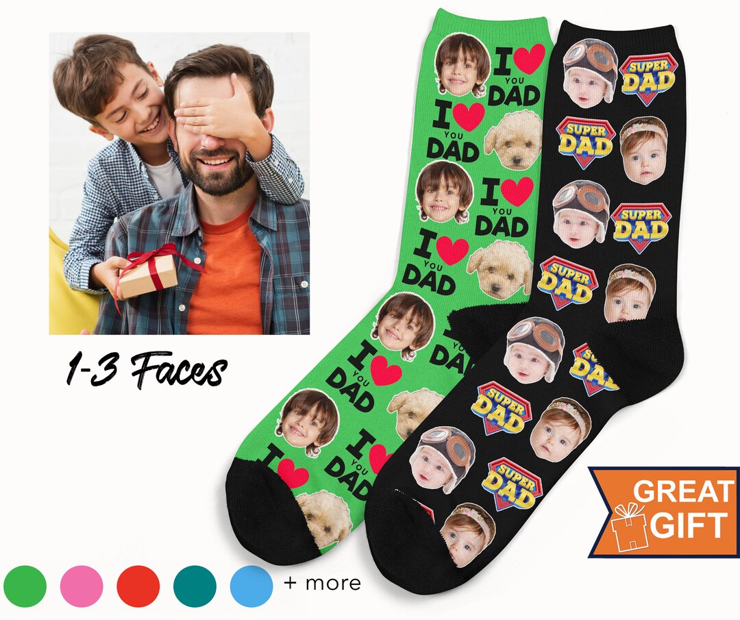 Gift for Dad, Fathers Day Socks, Custom Face Socks, Personalized Socks ...