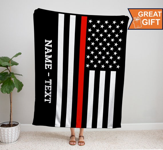 Personalized Firefighter Blanket Red Thin Line Blanket Gift - Etsy