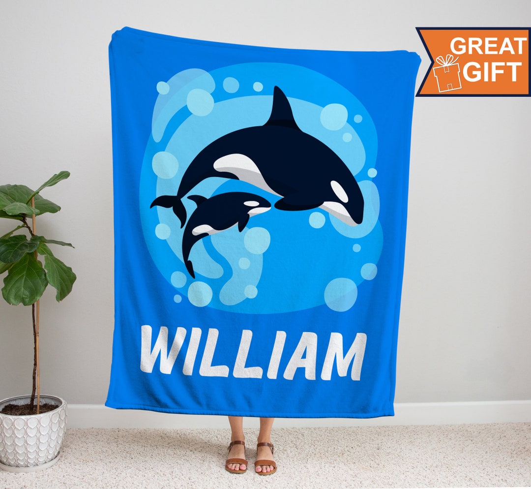 Orca Whale Blanket With Name, Orca Throw Adult Kid Blanket, Whale Gifts ...