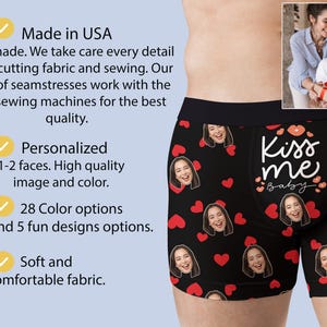 Custom Boxer Briefs With Faces, Valentines Day Gift for Husband ...