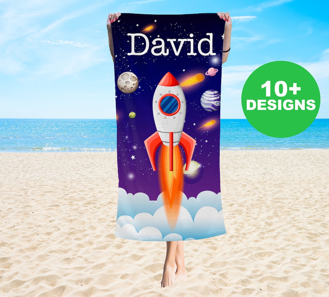 Galaxy Space Astronaut Custom Beach Towel, Outer Space, Planets, Solar ...