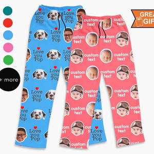 Fathers Day Pajama Pants, Gift for Dad, Custom Face Pajama Pants ...