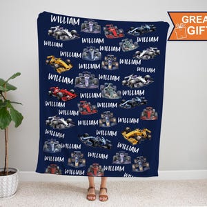 Custom Race Car Blanket With Name, Race Car Birthday Gift, Car Racer ...