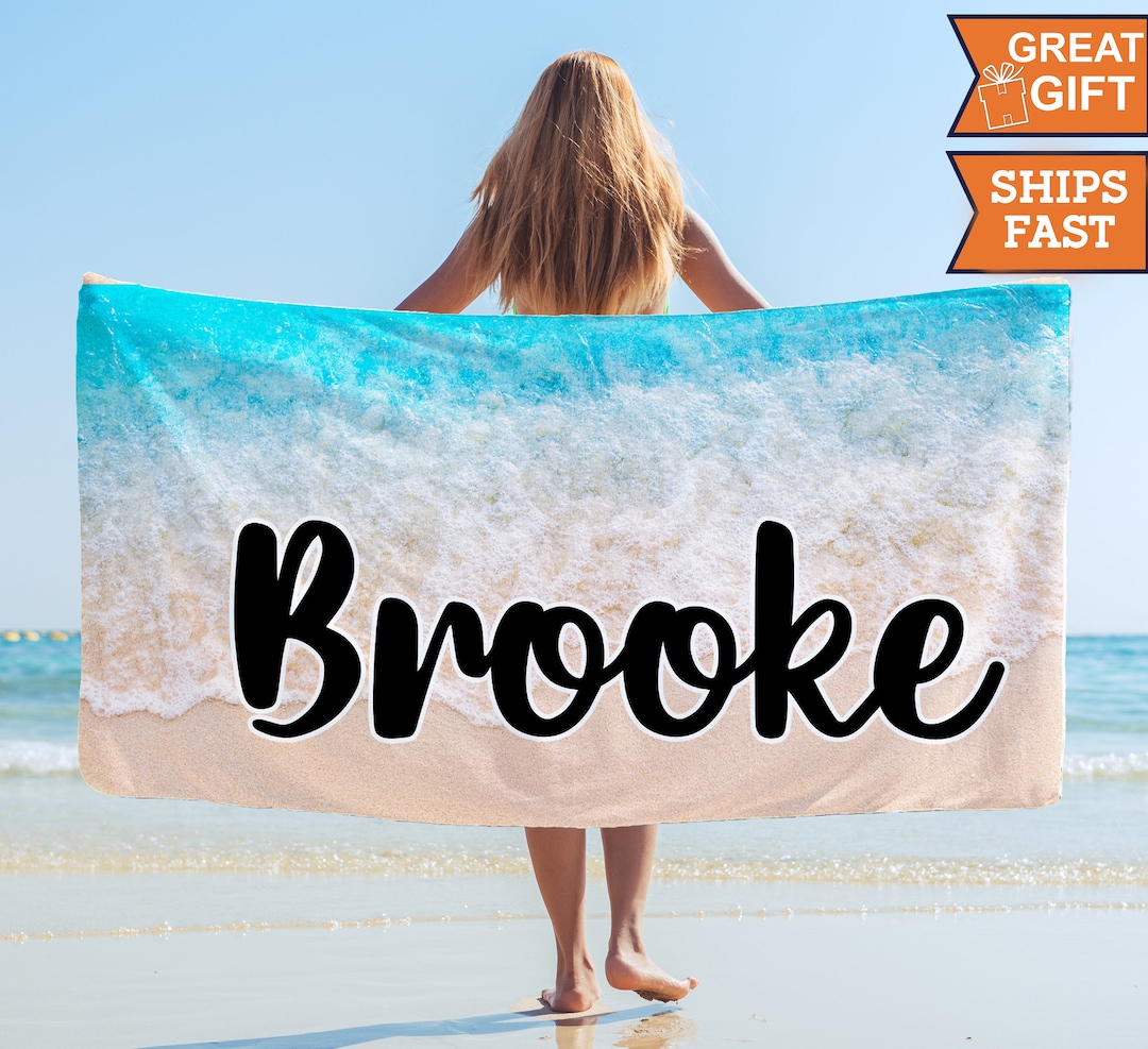 Name in Sand Custom Beach Towel, for Beach, Pool Summer Fun Vacation ...