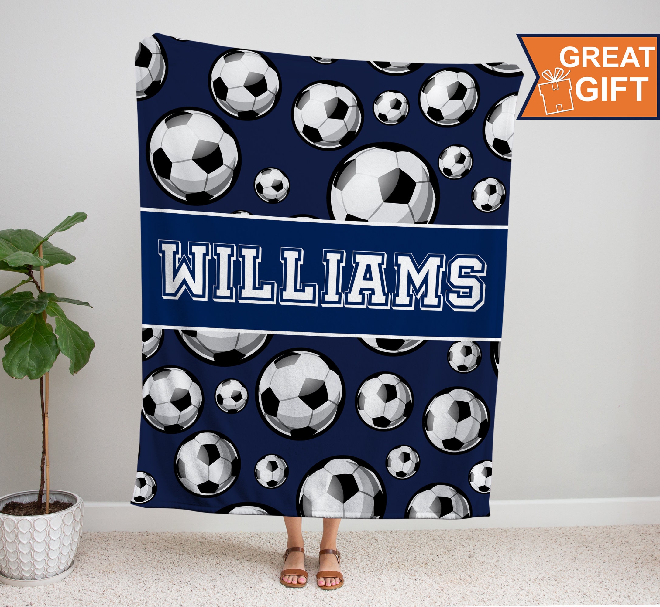 Personalized Soccer Blanket With Your Name Sports Gift - Etsy