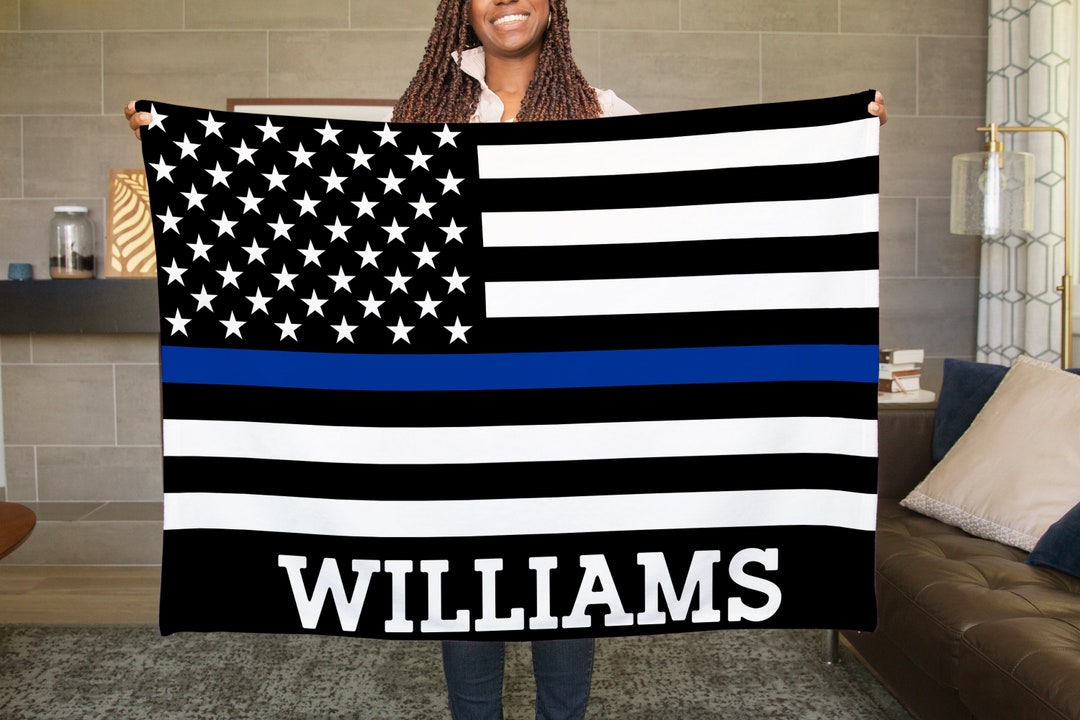 Thin Blue Line Blanket, Personalized Blanket, Police Officer Gifts ...