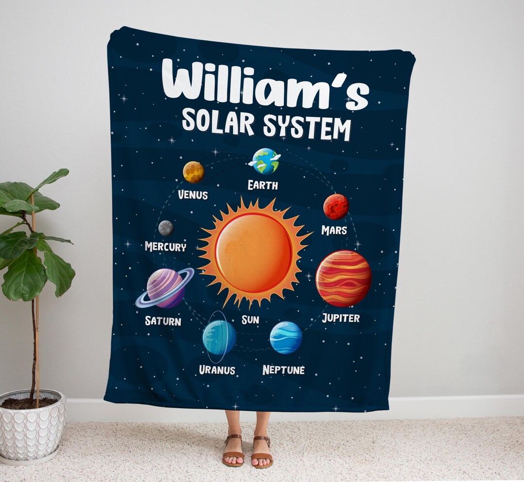 Solar System Blanket With Name, Outer Space, Space Kids Blanket ...