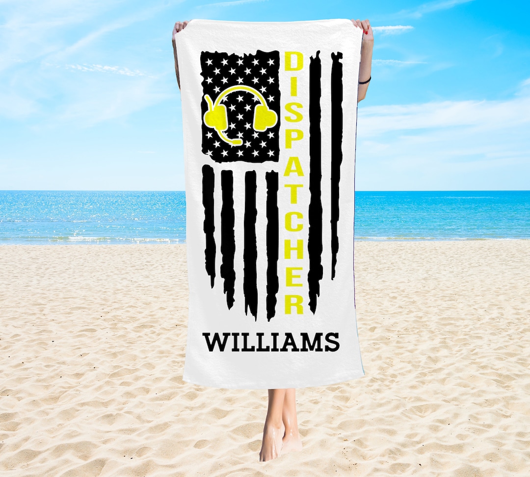 Personalized 911 Dispatcher Beach Towel, Gift for 911 Dispatcher, 911 ...