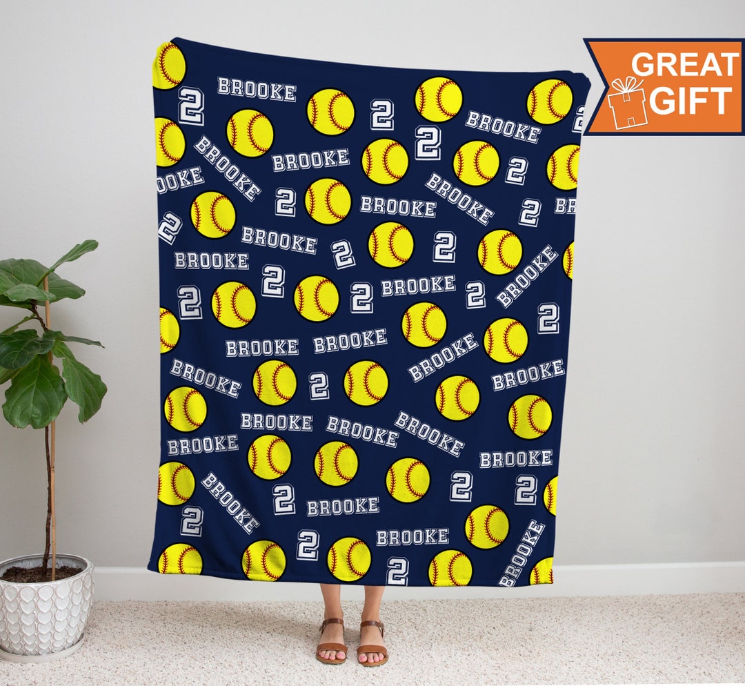 Personalized Softball Blanket With Your Name, Sports Gift, Softball ...