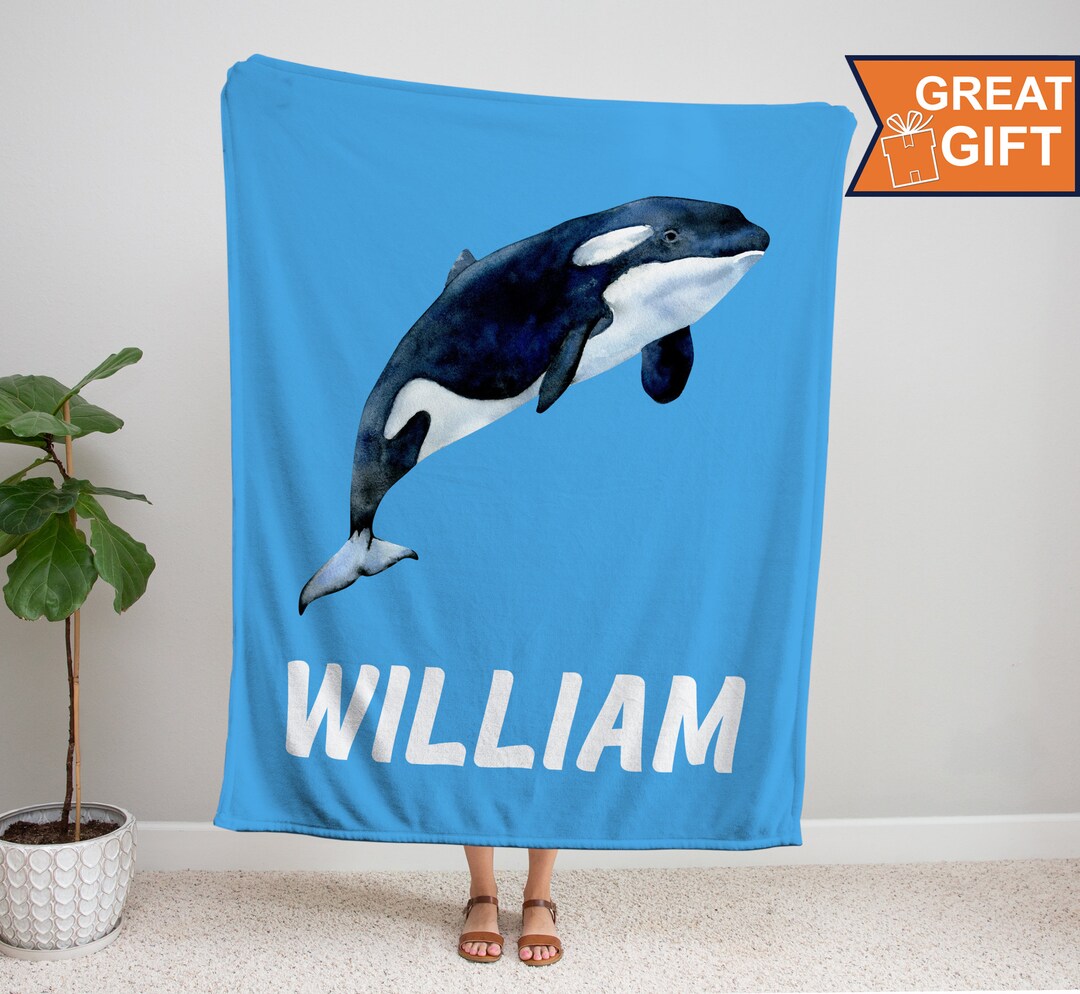 Orca Whale Blanket With Name, Orca Throw Adult Kid Blanket, Whale Gifts ...