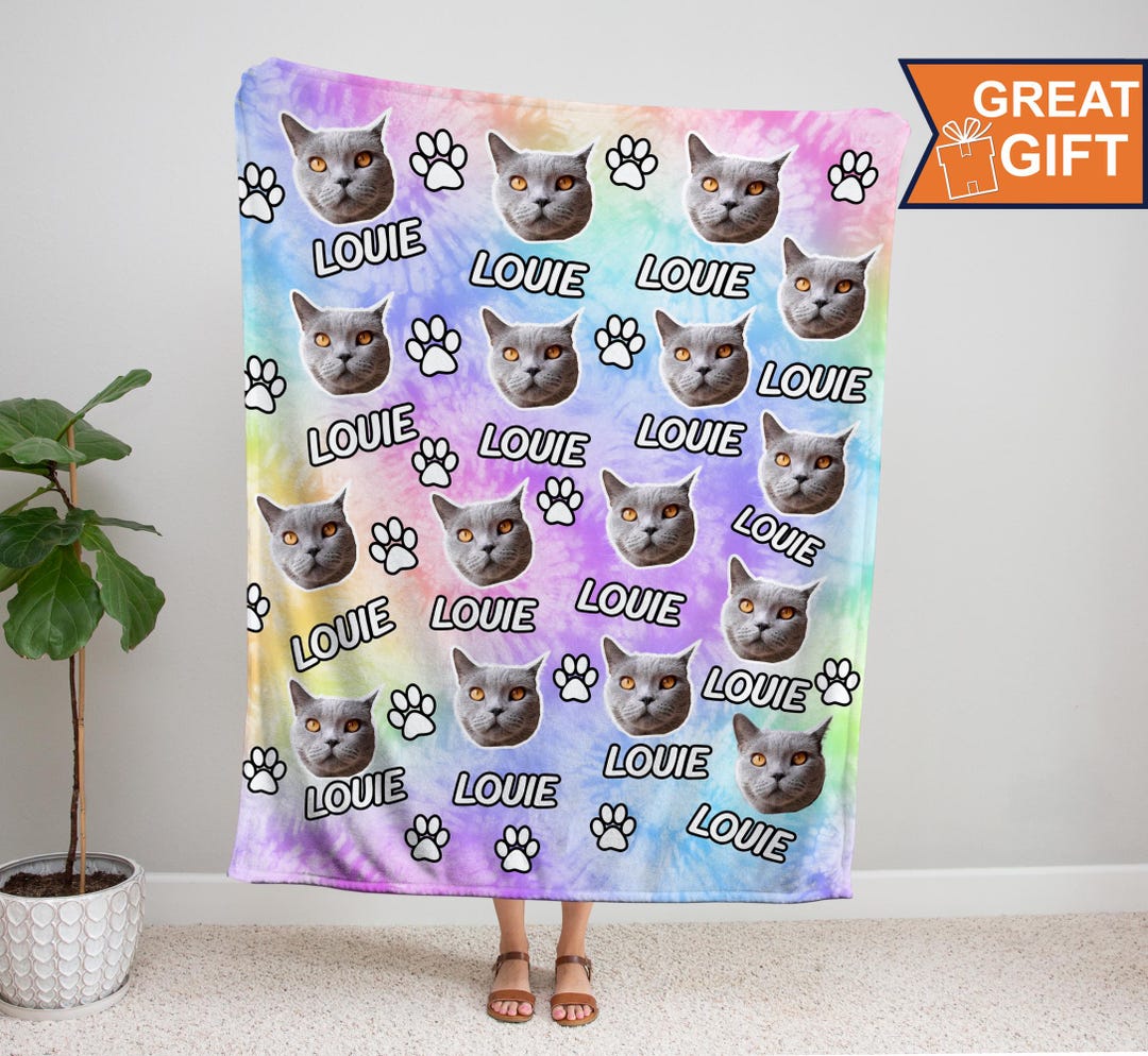 Your Cat on A Blanket, Personalized Pet Photo Blanket,custom Cat Face ...