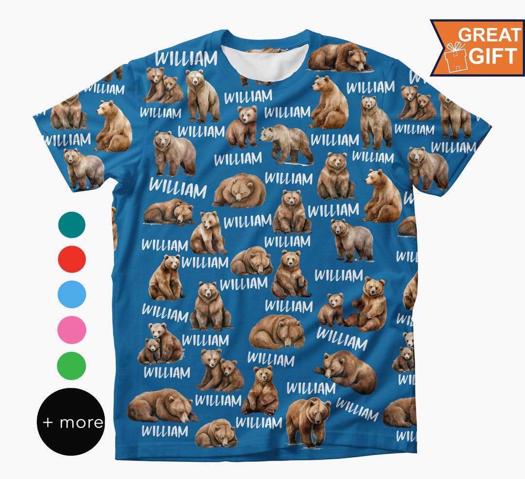 Custom Bear Animal T-shirt With Name, Bear Gift, Bear Birthday Gift ...
