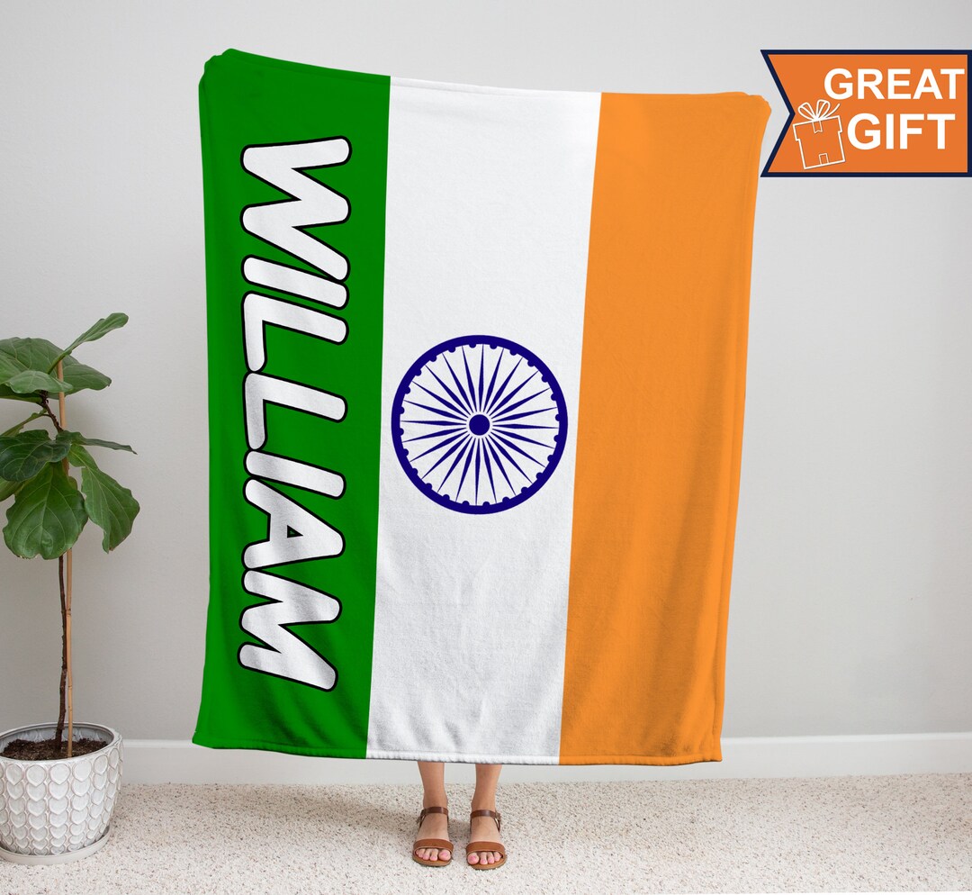 Personalized India Blanket, India Flag Blanket, India Gift for Him Her ...