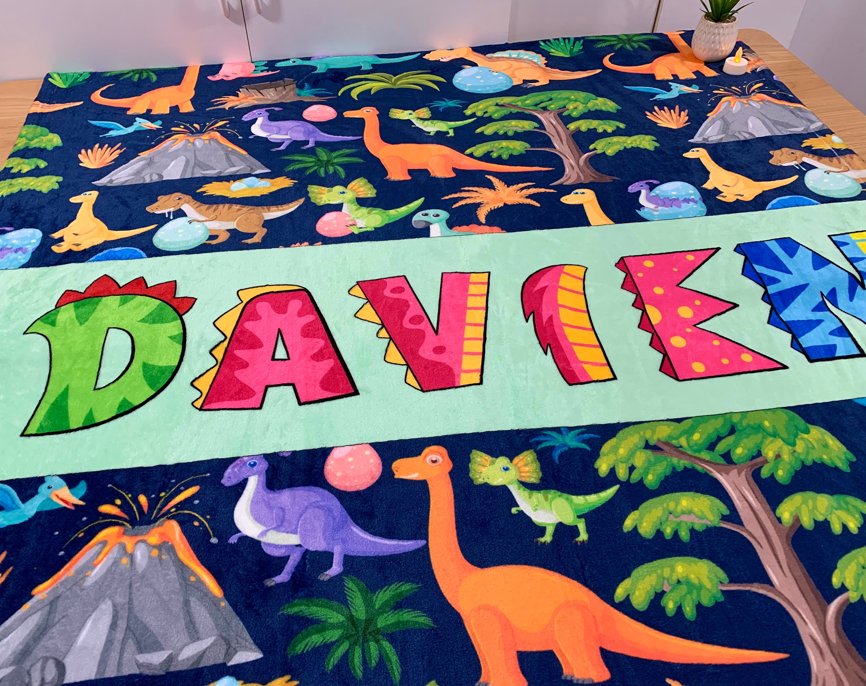 Personalized Dinosaur Blanket With Name Dinosaur Baby - Etsy
