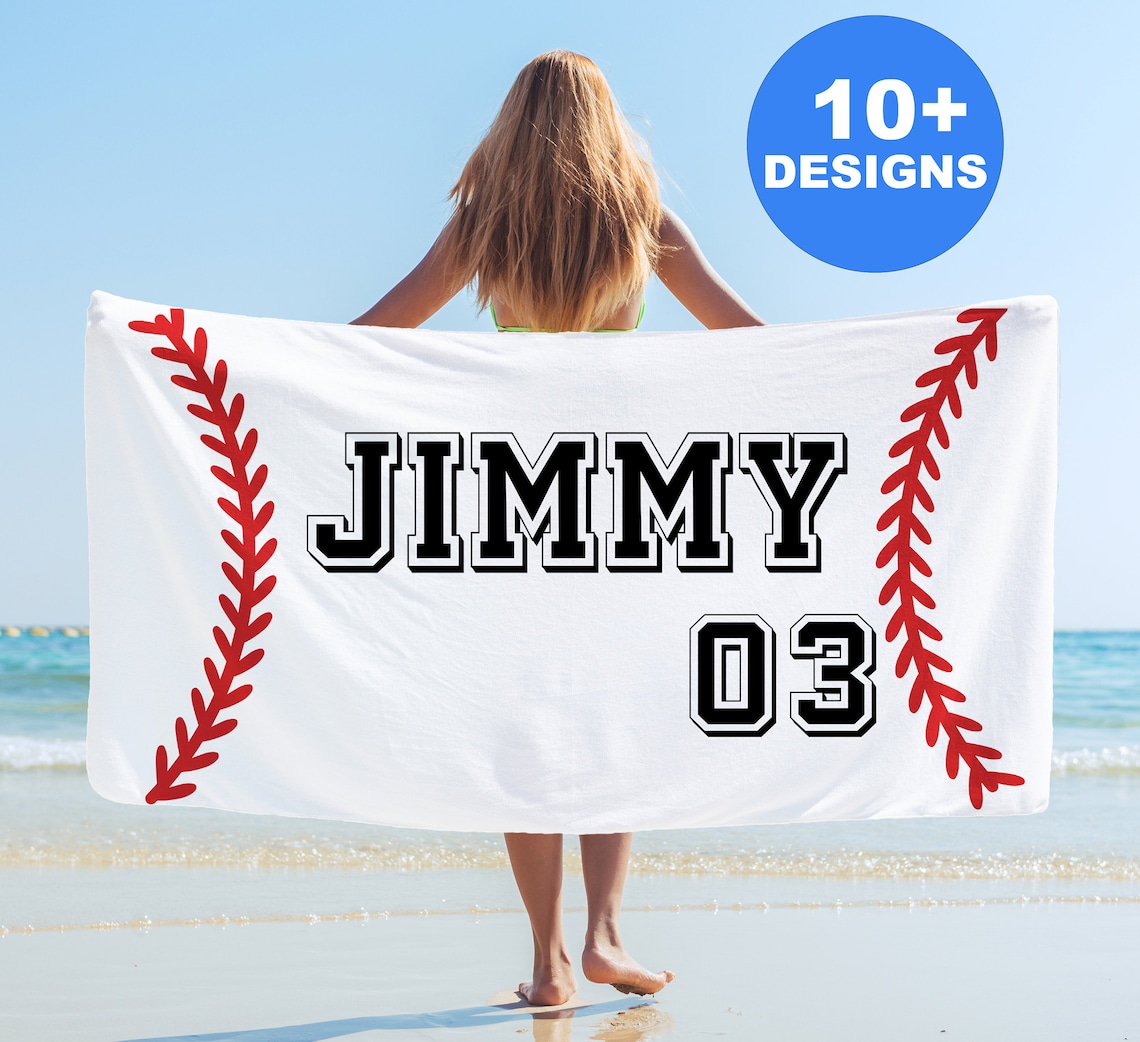 Custom Baseball Beach Towel Baseball Team Giftspersonalized - Etsy