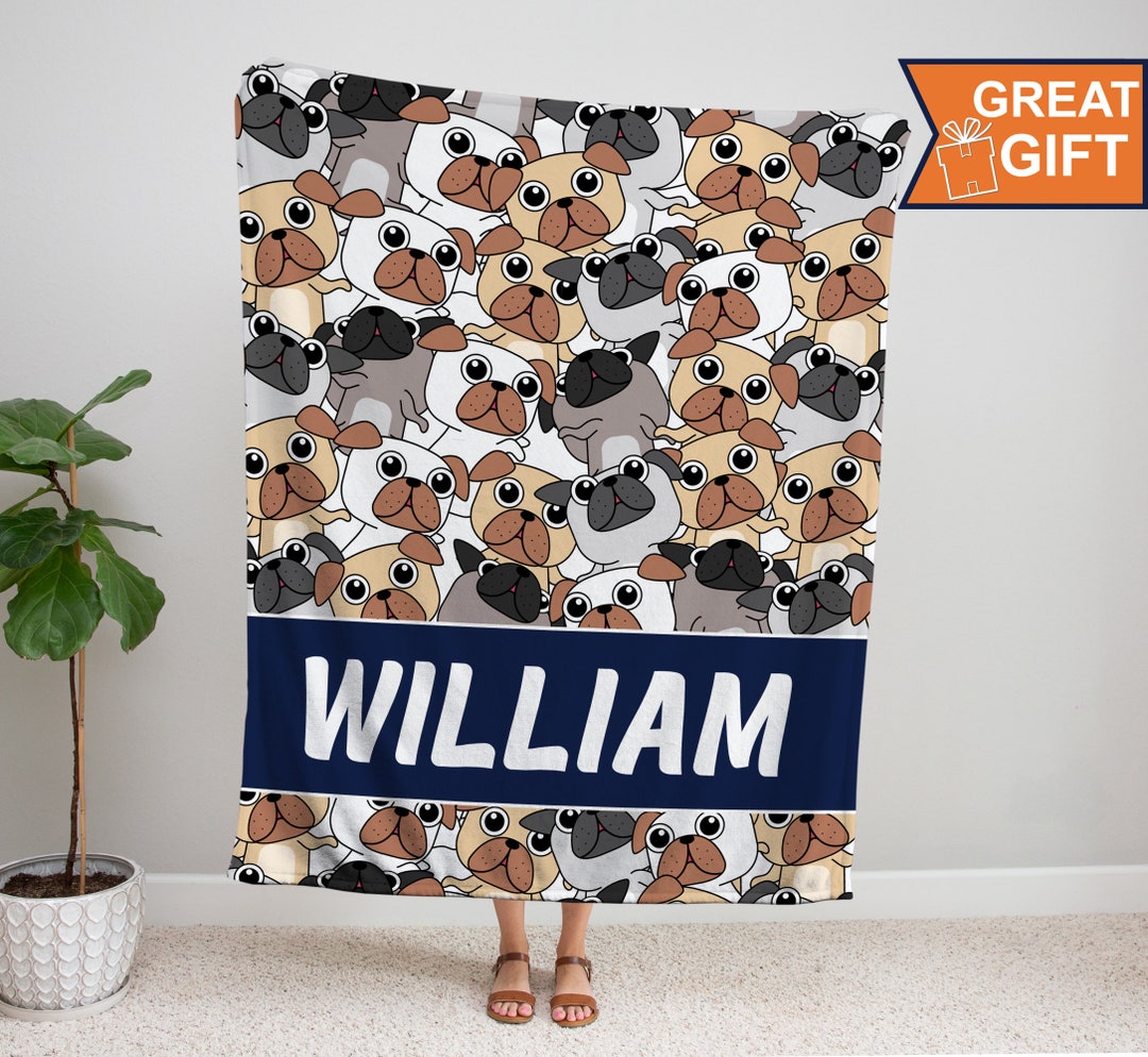 Personalized Pug Dog Mink Throw Blanket, Pug Dog Gifts Her Him Kids ...