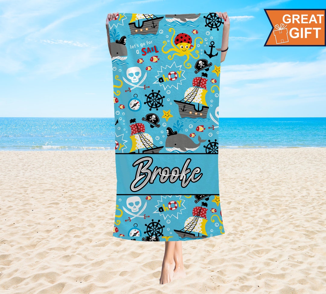Custom Pirate Beach Towel, Personalized Beach Towel, Pirate Gift ...