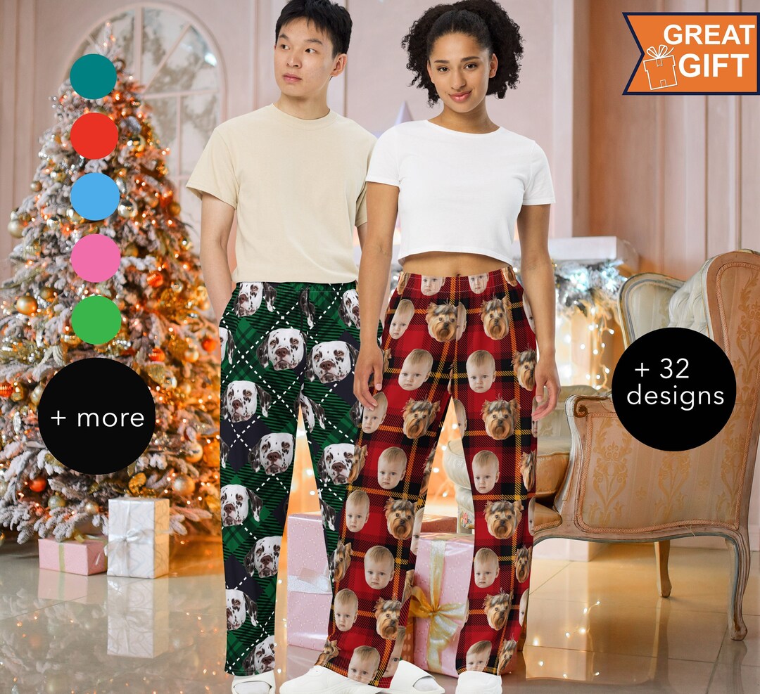 Personalize Pajama Pants With Your Face, Couples Pajamas, Family Pjs ...