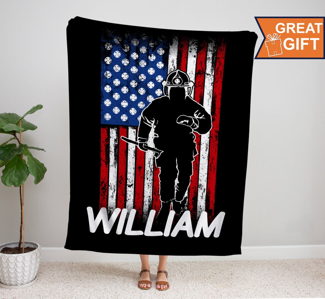 Personalized Firefighter Blanket, Gift for Fireman, Volunteer ...