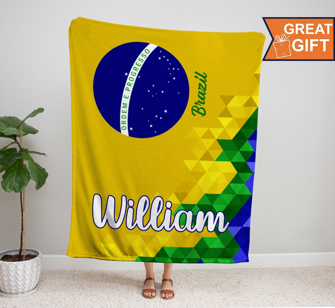 Personalized Brazil Flag Blanket, Brazil Flag Blanket, Brazil Gift for ...