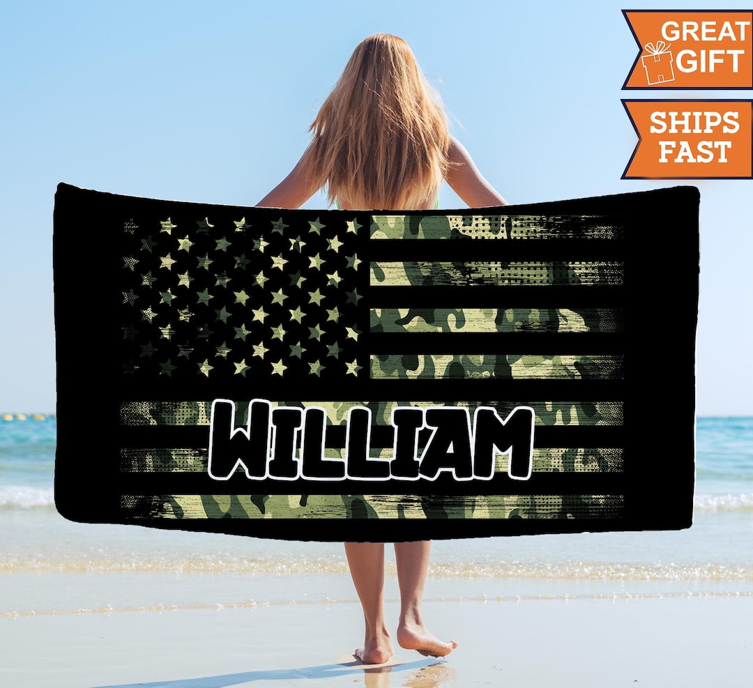 Personalized Veteran Army Beach Towel, Soldier Gift Towel, Military ...