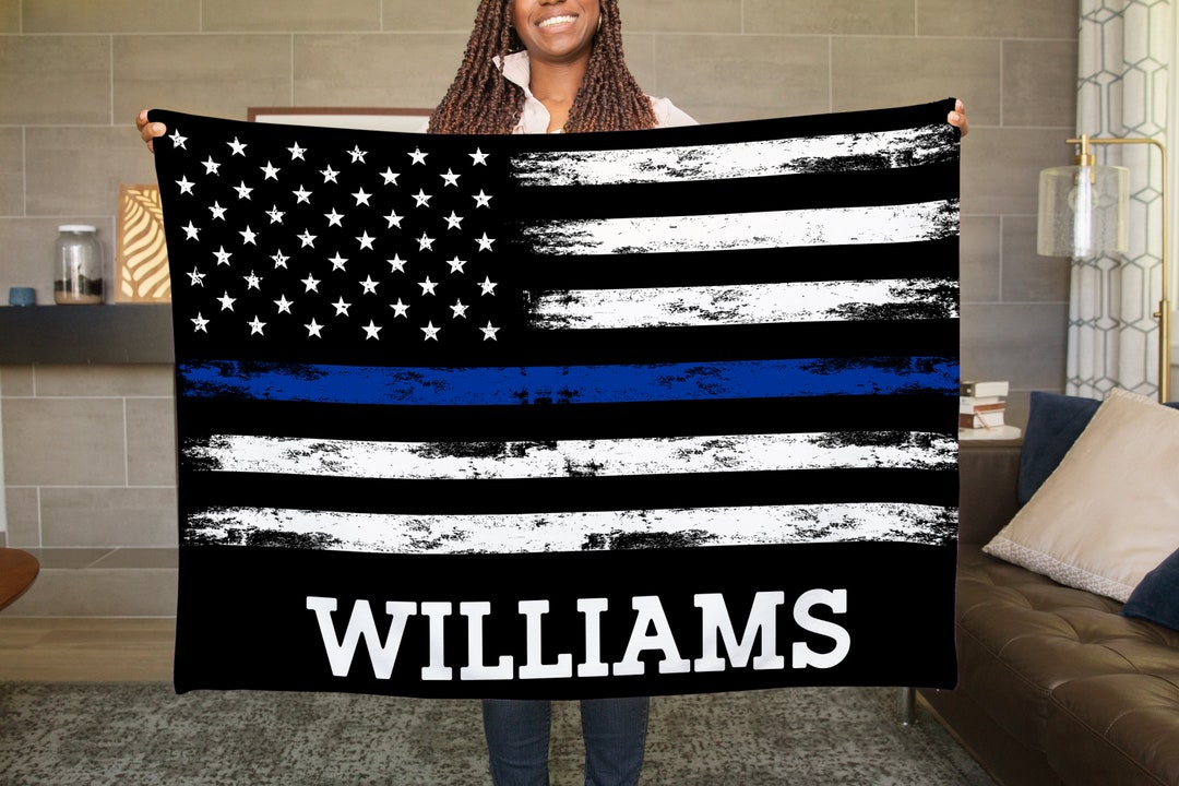 Thin Blue Line Blanket, Personalized Police Blanket, Police Officer ...