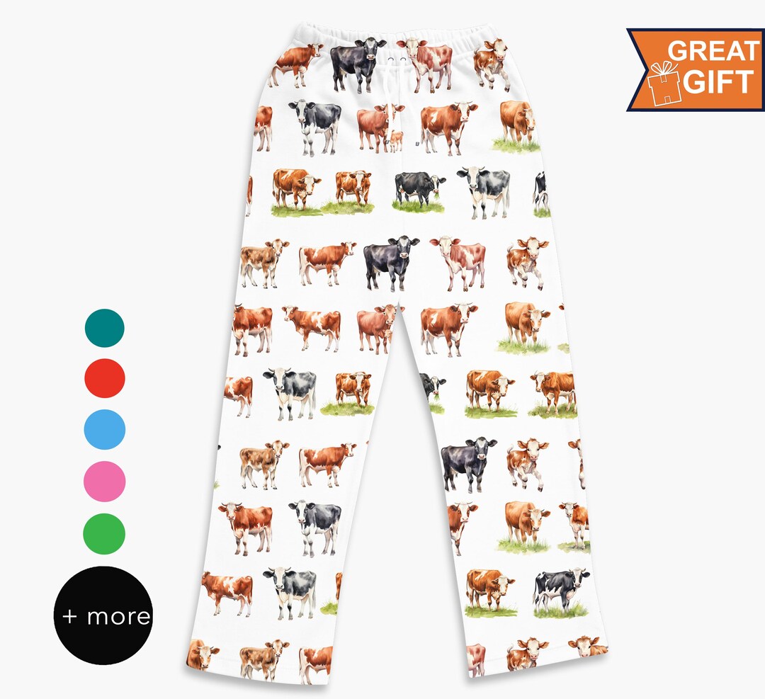 Cow Pajama Pants, Cow Gift, Cow Owner Gift, Cow Birthday Gift, Cow ...