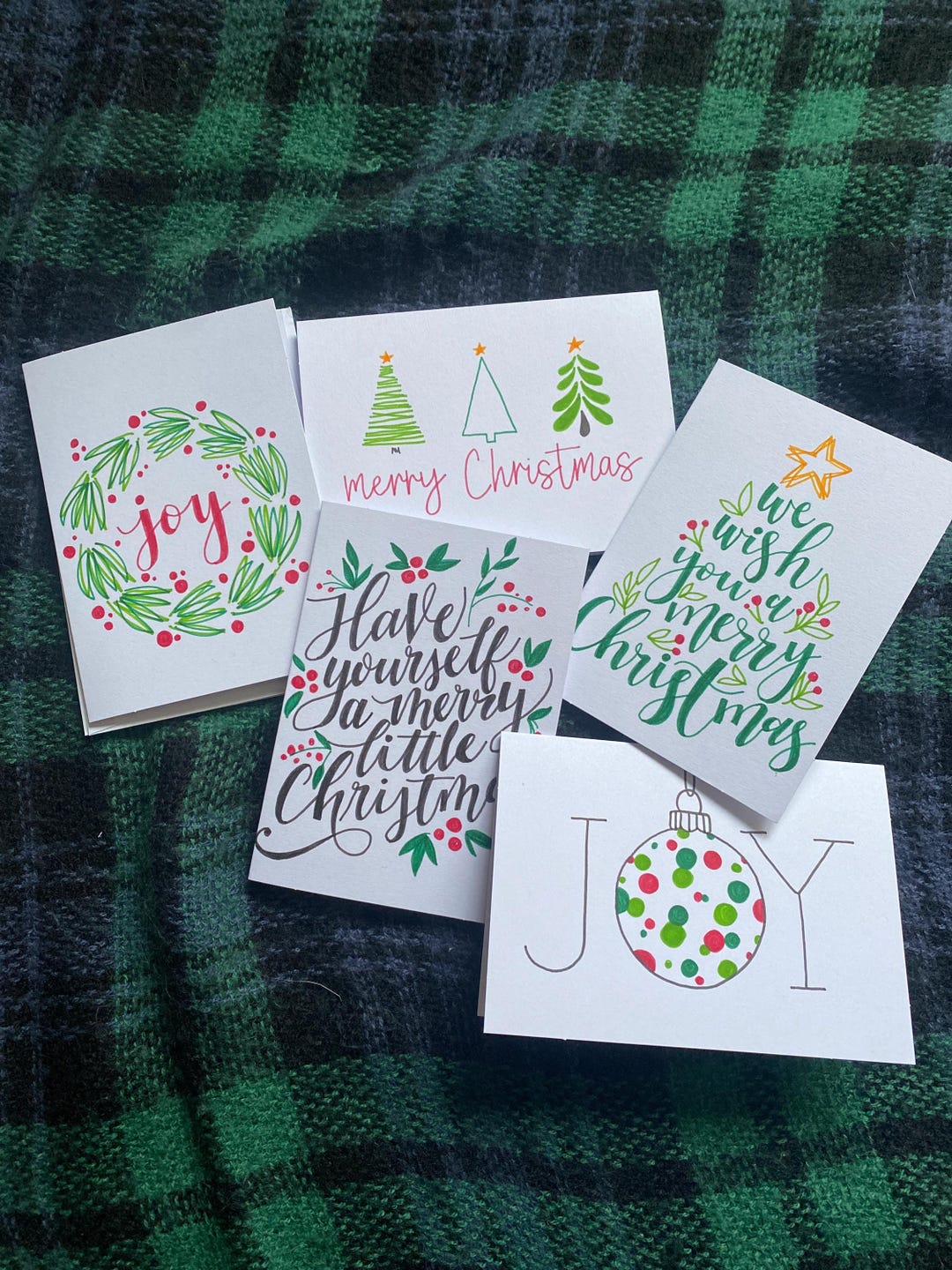 Christmas Cards, Pack of 5 - Etsy
