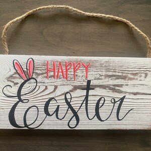 Happy Easter Bunny Hanging Sign - Etsy