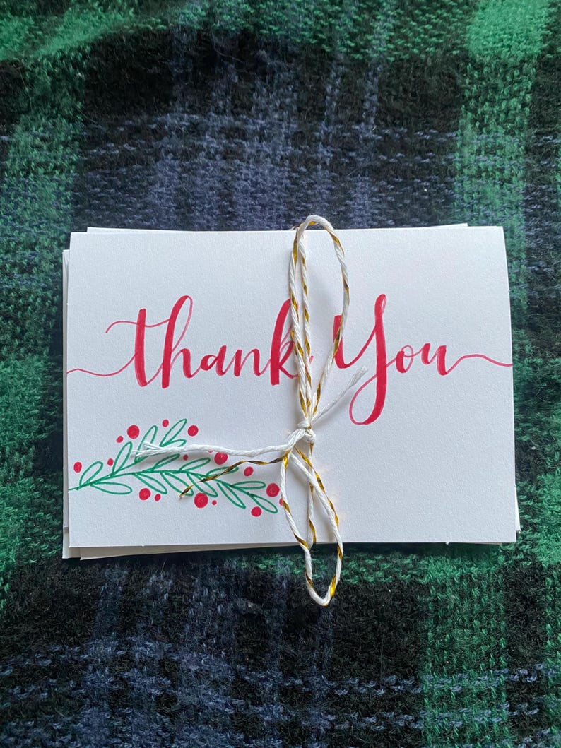 Christmas Thank You Cards, Pack of 5 - Etsy