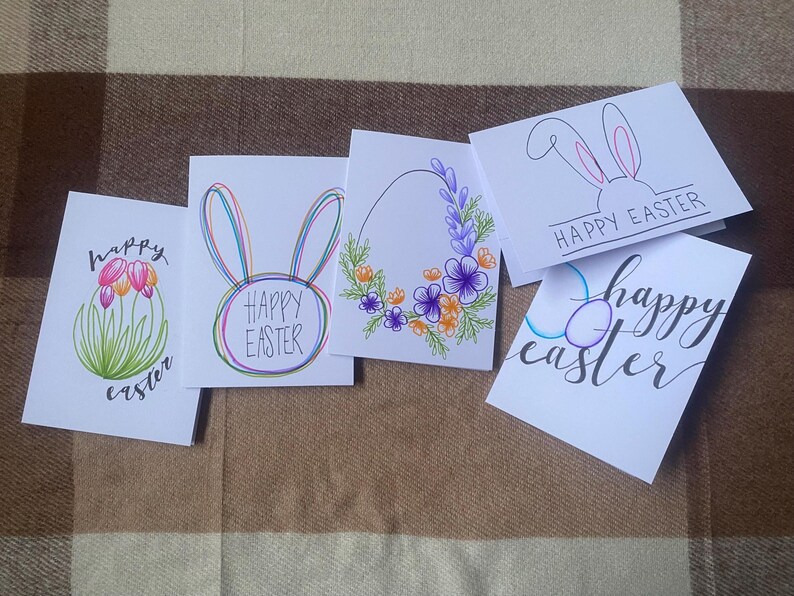 Easter Cards, Pack of 5 - Etsy