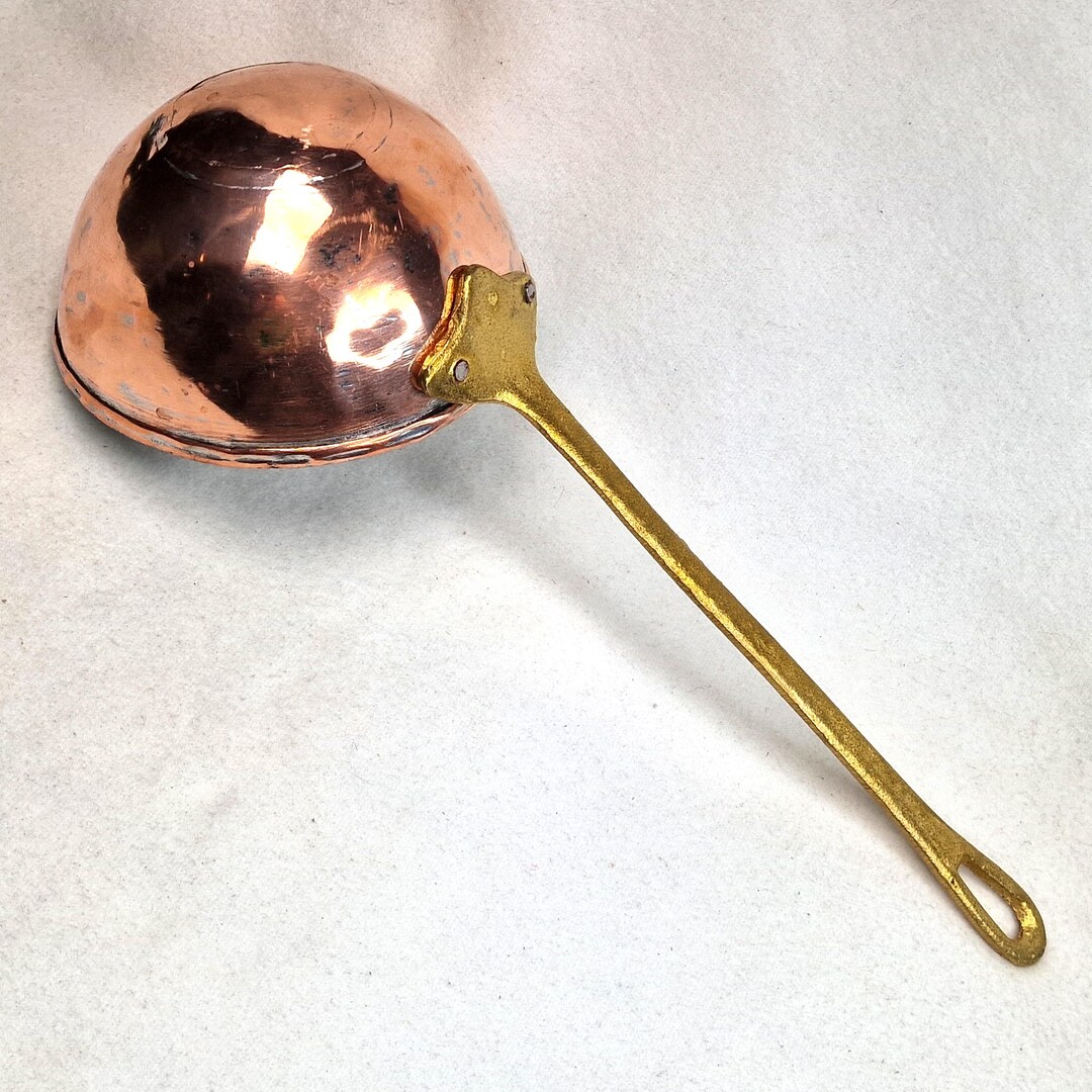 Vintage Copper Ladle With Brass Handle Rustic Kitchen Decor Hand Forged ...