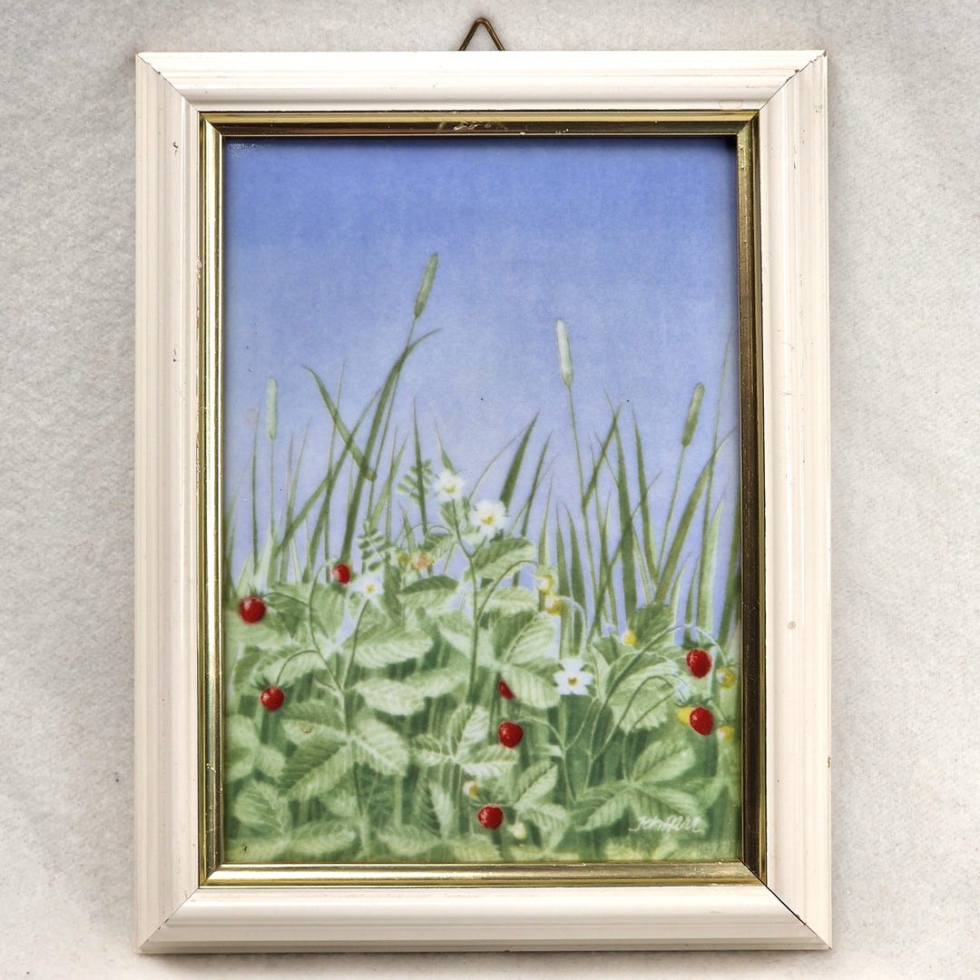 Porsgrund Porcelain Håndverks-studio Norway. Large Vintage Framed Art ...