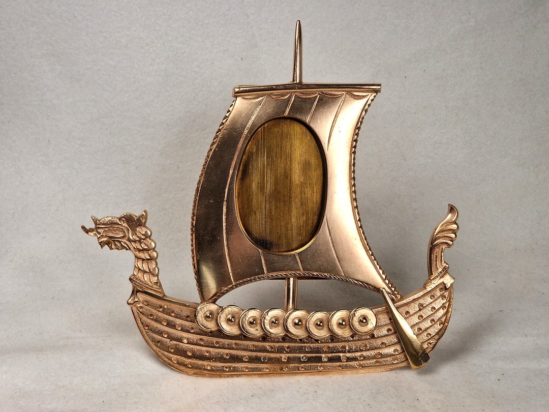 Bronze & Brass Norwegian Viking Ship Picture Frame. Scandinavian ...