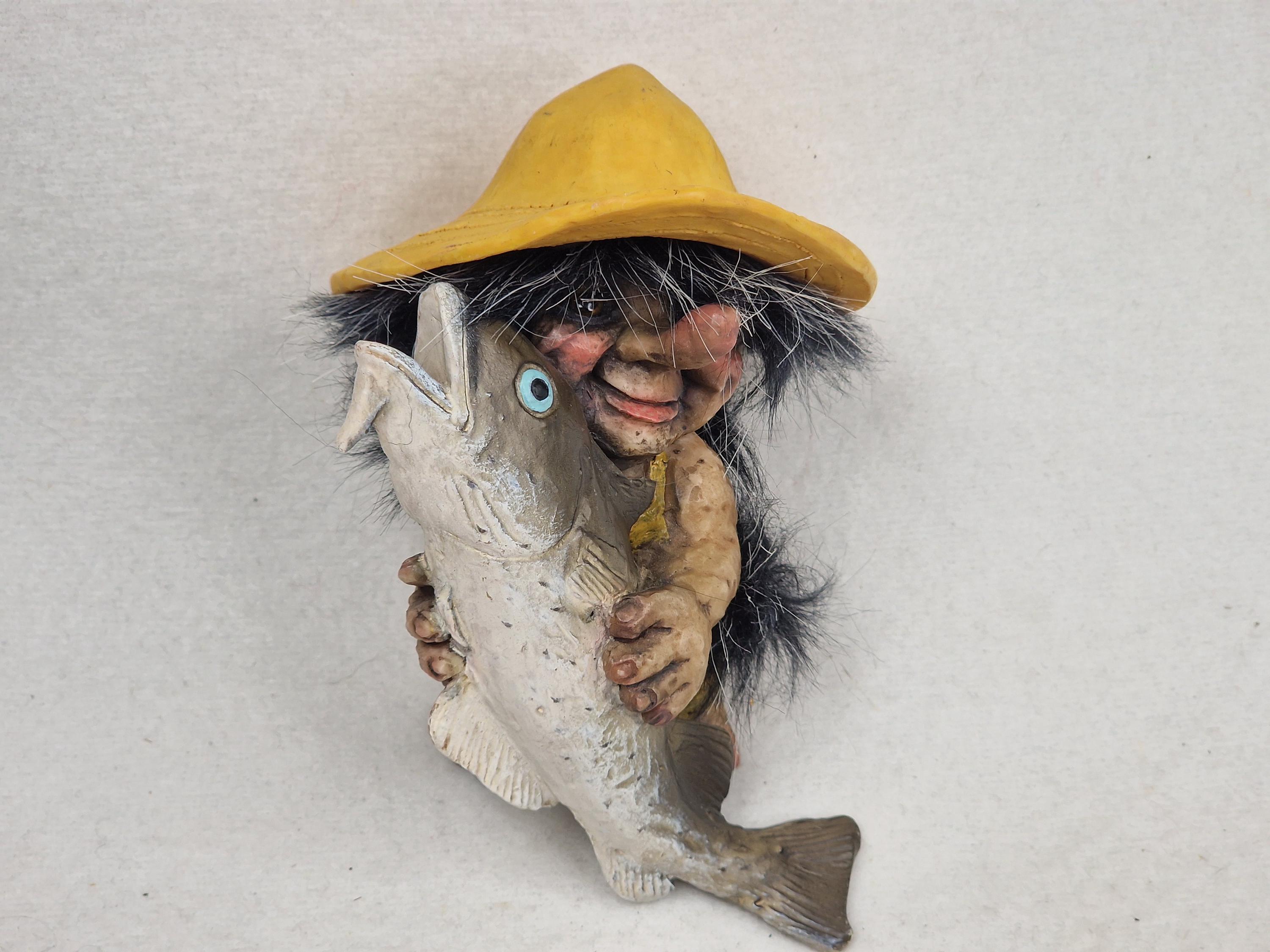 Troll With Fish. Ceramic Handpainted Figurine. Norwegian Scandinavian ...
