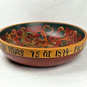 Incredible Large Norwegian Rosemaling Ale Bowl From 1969. Traditional ...