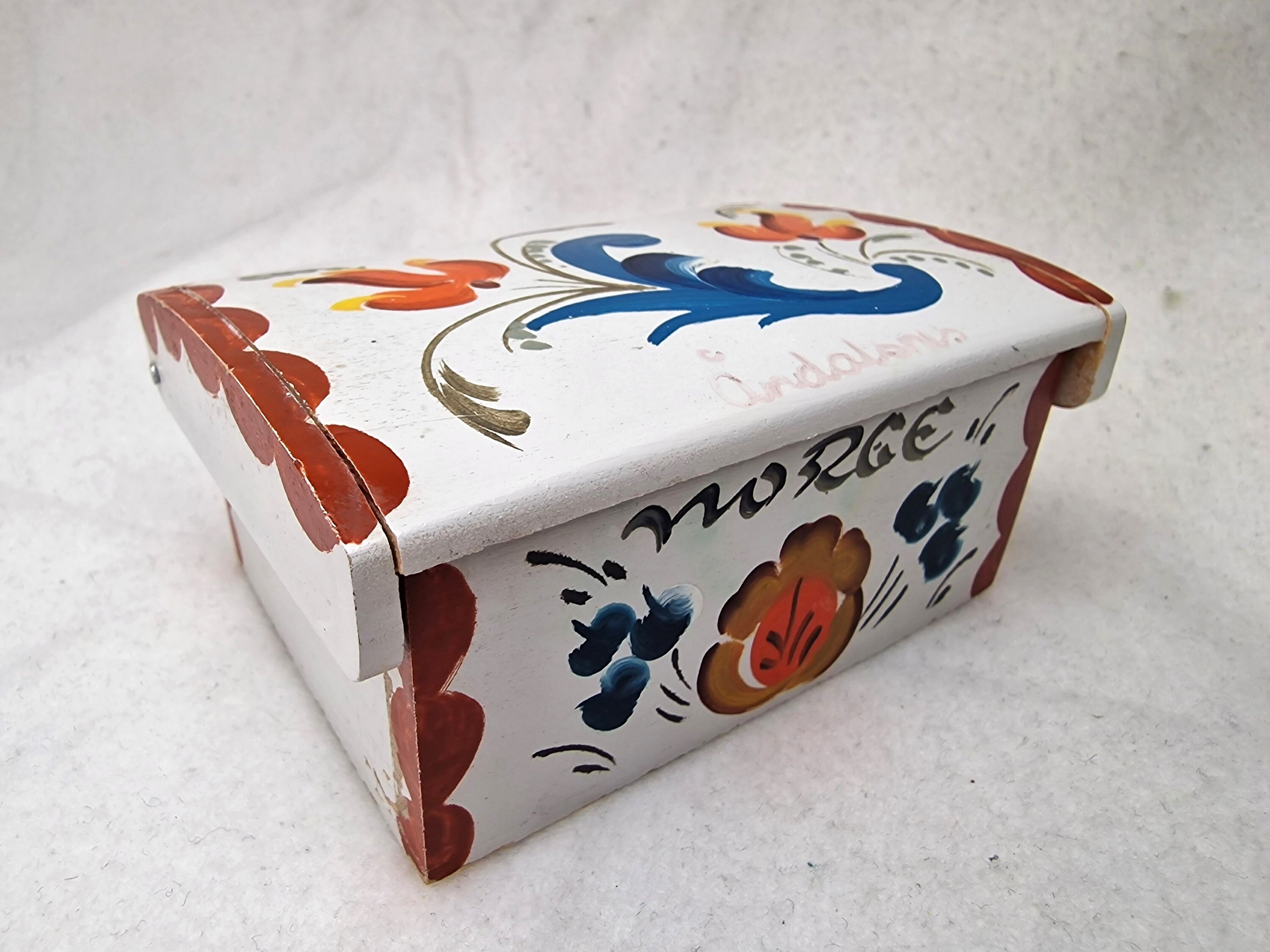 Norwegian Traditional Rosemaling Rose Painted Wooden Box. Hinged Lid ...