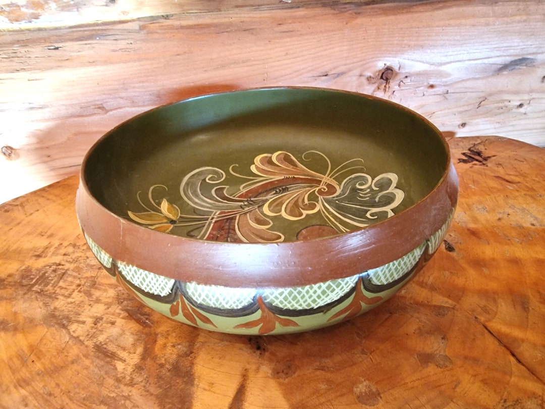 Handpainted Wooden Beer Bowl. Rosepainted Traditional Norwegian Folk ...