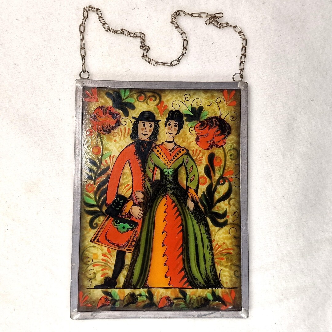 Stained Glass Picture With Metal Frame. Hanging Tainted Glass Medieval ...
