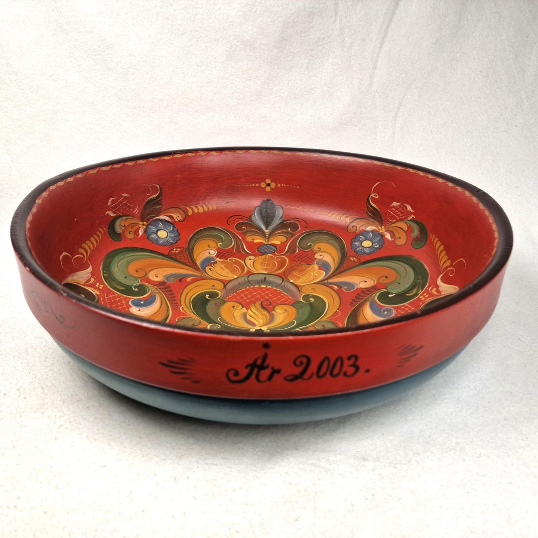 Norwegian Rosemaling Large Ale Bowl. Traditional Folk Art. Handpainted ...