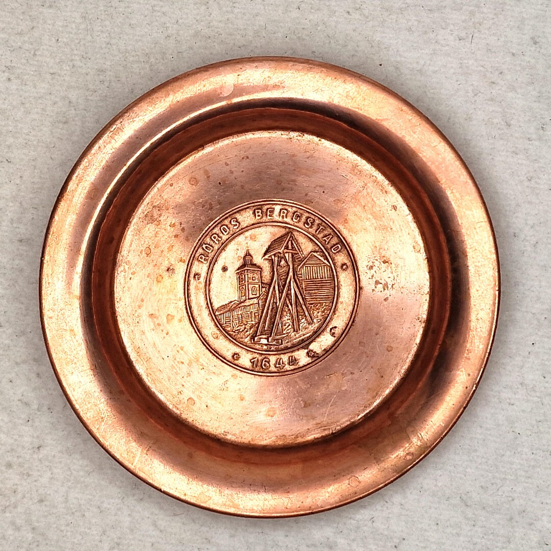 Norwegian Copper Plate – Røros Bergstad 1644 – Vintage Scandinavian ...