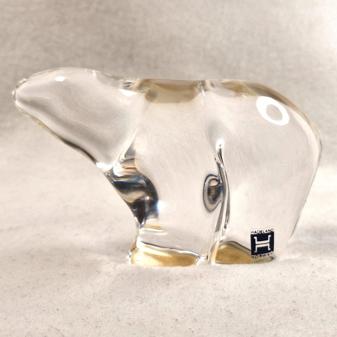 Hadeland Norwegian Crystal Glass Vintage Polar Bear Figurine ...
