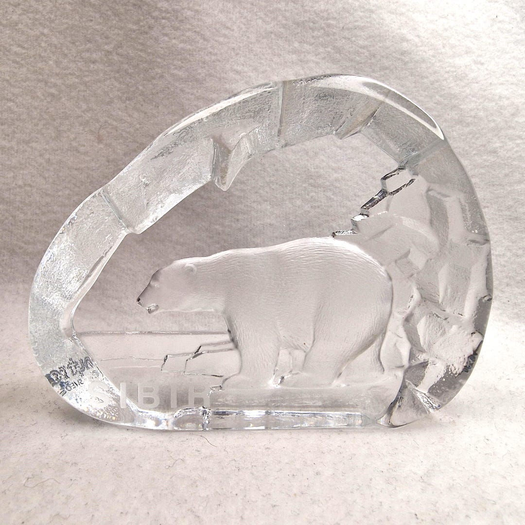 Nybro Sweden Sibir Crystal Glass Vintage Polar Bear Figurine ...