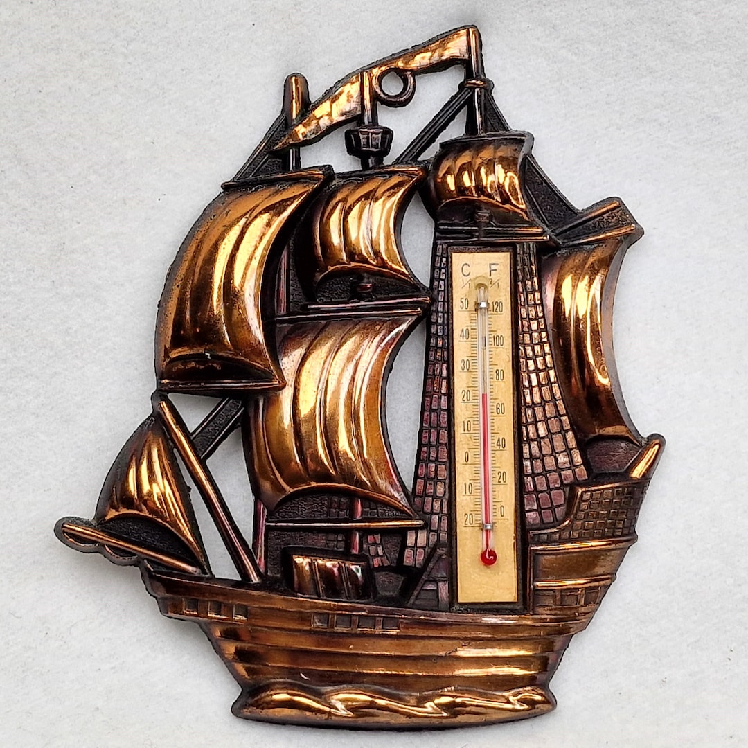 Copper Colored Metal Ship Wall Hanging Thermometer. - Etsy