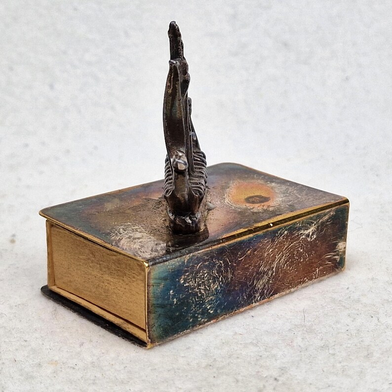 Antique Silver Plated Brass Viking Ship Matchstick Box Holder ...