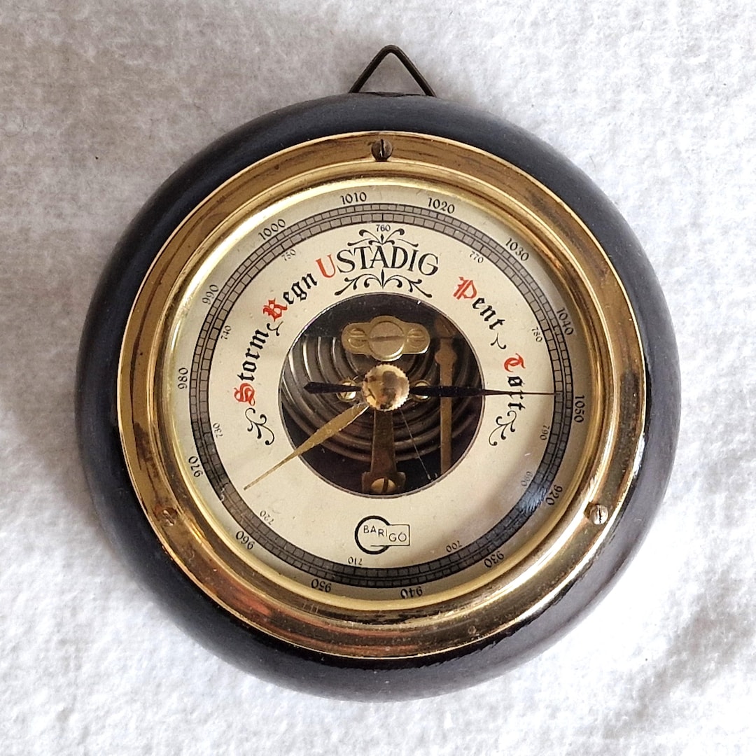 Vintage Barigo Barometer – Brass & Wood Weather Gauge, Nautical Wall ...