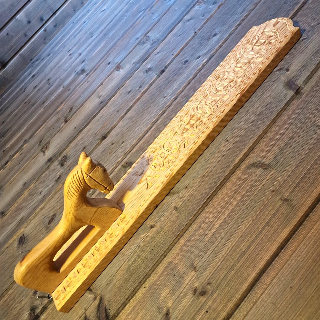 Norwegian Horse Handle Mangle Board. Deeply Carved Patterns. Engagement ...