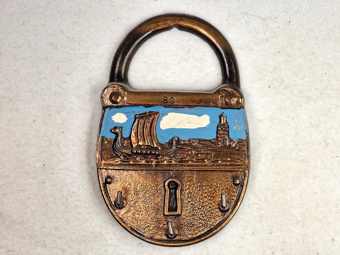 Viking Ship & Light House Motif Vintage Metal Key Hanger. Shaped as a ...